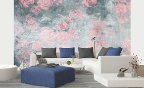DIMEX | Samolepicí vliesová fototapeta na zeď Abstrakt růže I. MA-5-0377 | 375 x 250 cm | šedá, růžová