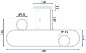 Toolight - LED závěsné svítidlo APP809-CP GOLD, zlatá, OSW-09850