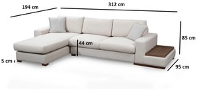 Rohová sedačka s integrovaným stolkem Bellona 312 cm béžová - levá
