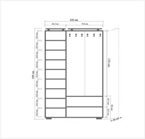 Hnědá předsíňová stěna se zrcadlem Síhirlí Butterfly, výška 195 cm