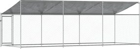 Klec pro psy se střechou a dvířky šedá 6x2x2 m pozinkovaná ocel 3209569