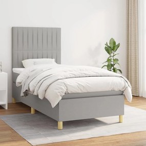 vidaXL Box spring postel s matrací 90x200 cm textil [3142465] Barva: světle šedá