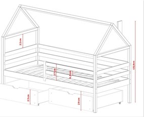 Legno Dětská postel ve tvaru domku Arnie grafit Rozměr (cm): 80x180