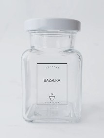 Samolepka na kořenky BAZALKA průhledná 3 × 4 cm základní písmo