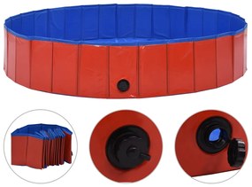 vidaXL Skládací bazén pro psy červený 160 x 30 cm PVC