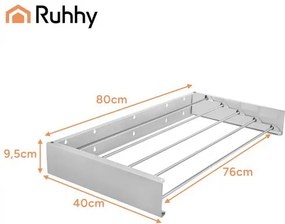 Nástěnný sušák na prádlo Ruhhy 80 cm 27759, skládací, nosnost 20kg