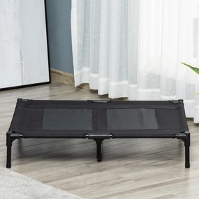 PawHut Dog Lounger Vyvýšený venkovní pelíšek a pohovka pro psy, Oxford Black, 92x76x18cm| Aosom
