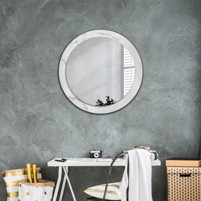 Kulaté dekorativní zrcadlo Bílý zlatý mramor fi 80 cm