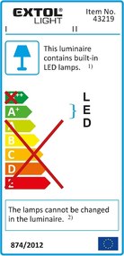EXTOL LIGHT Světlo LED, domovní, s pohybovým čidlem, 700 lm 43219