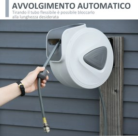DURHAND Automatická navíjecí hadice 20m + 194cm s připojením Φ1/4'', montovatelná na zeď a otočná o 180°, šedá