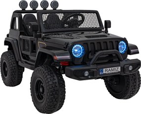 Ramiz Terénní auto OFF-ROAD 3.0 pro děti černé + dálkové ovládání + pomalý start + pásy + LED a zvuky