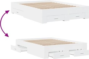 Rám postele se zásuvkami bílý 120 x 200 cm kompozitní dřevo 3280391
