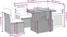 6dílná zahradní sedací souprava s poduškami béžová polyratan 3273963