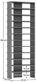 Kondela Vysoký regál/botník, grafit, OSKI