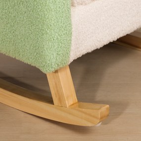 HOMCOM Houpací křeslo pro děti - Pohodlné křeslo pro děti od 1,5 do 3 let, Eukalyptové dřevo, Faux ovčí kůže