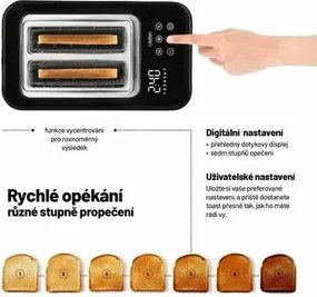 Lauben Toaster 900BC černá / Topinkovač / 900W / 2 plátky pečiva / 7 s