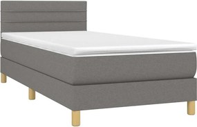 Box spring postel s matrací a LED tmavě šedá 90x200 cm textil 3133766
