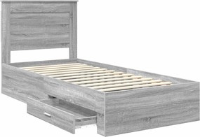 Rám postele Šedý Sonoma a stříbrná 75 x 190 cm Kompozitní dřevo 3410378
