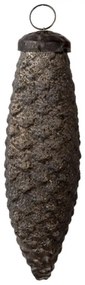 Hnědo černá vánoční ozdoba ve tvaru šišky – 7x13 cm