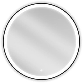 Mexen Esso, kulaté LED podsvícené koupelnové zrcadlo 80 cm, 6000K, topná podložka proti zamlžování, černý rám, 9825-080-080-611-70