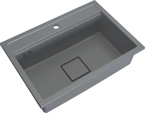 Gamma Quadro 7050, 1-komorový granitový dřez 700x500x220 mm, šedá, GMA-ZLE000240