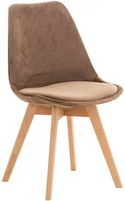 Židle Linares ~ samet, dřevěné nohy natura - Hnědá