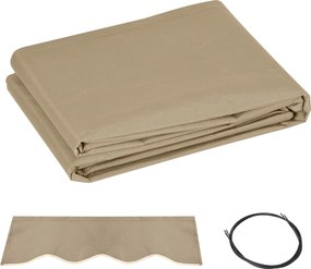 Náhradní plachta pro slunečník Outsunny - S jemnými vlnkami - Vysoce hustý polyester 280 g/m² s UV ochranou 3,82L x 2,4W (výložník) m Beige