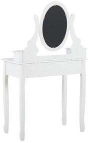 Toaletní stolek s kulatým zrcadlem a stoličkou bílá GALAXIE Beliani