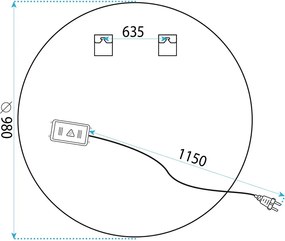Tutumi Zrcadlo ⌀100 cm s vyhříváním a regulovatelným LED osvětlením HOM-05526