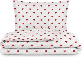 Bavlněné povlečení renforcé Srdíčka červená - 1x 200/200, 2x 70/90cm