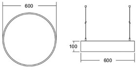 BRUMBERG Biro Circle10 přívěsek Ø 60 cm direct DALI stříbrná 840