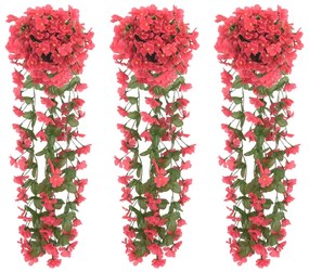 Umělé květinové girlandy 3 ks růžové 85 cm