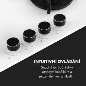 Klarstein Goldflame 4, plynová varná deska, 4 mosazné hořáky, sklokeramika