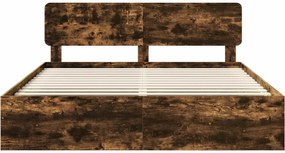 Rám postele Kouřový dub 200 x 200 cm Masivní borové dřevo 3412037