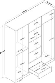 Šatní skříň BA 113 180 cm ořech/bílá