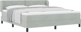 Postel s boxspringem s čelo Světle šedá 180 x 200 cm samet 3340454