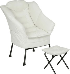 HOMCOM Recliner do Obývacího Pokoj s Ottomany Relaxační Křeslo pro Ložnici s Bočními Kapsami a Ocelovými Nohami Krémové | Aosom