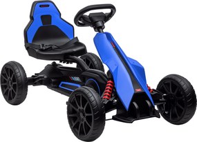 HOMCOM Pedálový Křeslo Go-Kart s Ruční Brzdou, Nastavitelným Sedadlem, Předními a Zadními Převody, EVA Kola, Pedál, Dětské Vozidlo Go-Kart pro Děti 3-