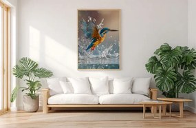 Rychlost okamžiku - obraz - Ledňáček v letu nad hladinou 50 - 50 x 70 cm - 649 Kč