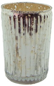 Skleněná čajová svíčka Houder Silver 6*9 cm – 6x9 cm