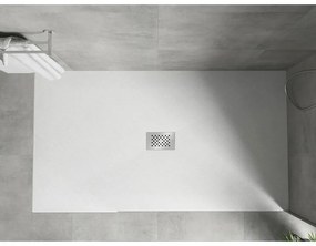 Mexen Hugo, obdélníková sprchová vanička SMC 150 x 100 cm, bílá, ocelová krytka, 42101015-X
