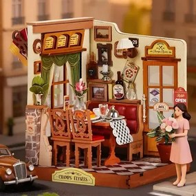 RoboTime 3D dřevěná skládačka Bistro na Champs-Élysées / Miniatura dom