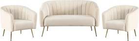 Designový 2-sed, béžová Velvet látka/gold chrom-zlatý, BAGY