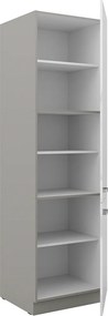 BIANCA sb | vysoká skříňka 60 DK-210 2F potravinová s policemi | 60 cm | světle šedá/bílá lesk