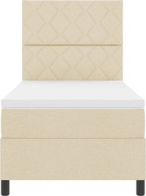 Postel s boxspringem s čelo Krémová 100 x 200 cm textil 3339446