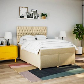 Box spring postel s matrací krémová 160x200 cm textil 3291343