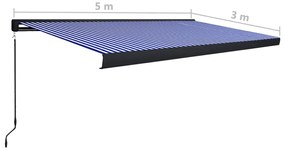 Kazetová markýza s ručním ovládáním 500 x 300 cm modro-bílá