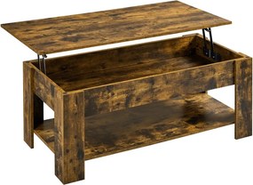 Konferenční stolek Yaheetech – rustikální hnědá, 120 x 59 x (49,5-63,5) cm (256903509289)