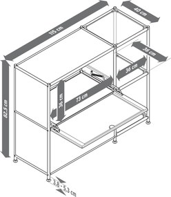 Tchibo - Kovová odkládací skříňka »Cn3« se 2 výklopnými dvířky - barva: černá