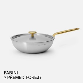 Fabini Wok pánev FABINI & Forejt, ø 26 cm - Nerezová beznýtová pánev z vícevrstvé nerezové oceli s poklicí